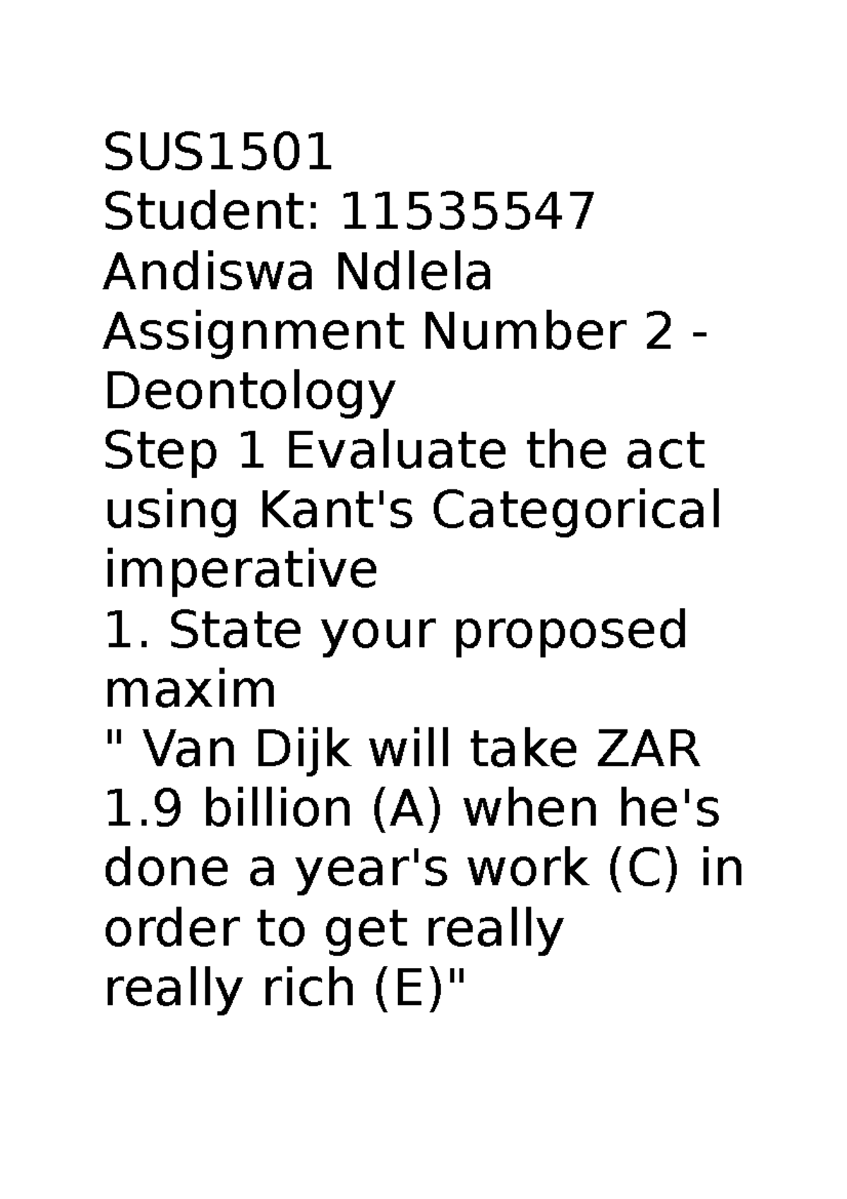 SUS1501 - ..... - SUS Student: 11535547 Andiswa Ndlela Assignment ...