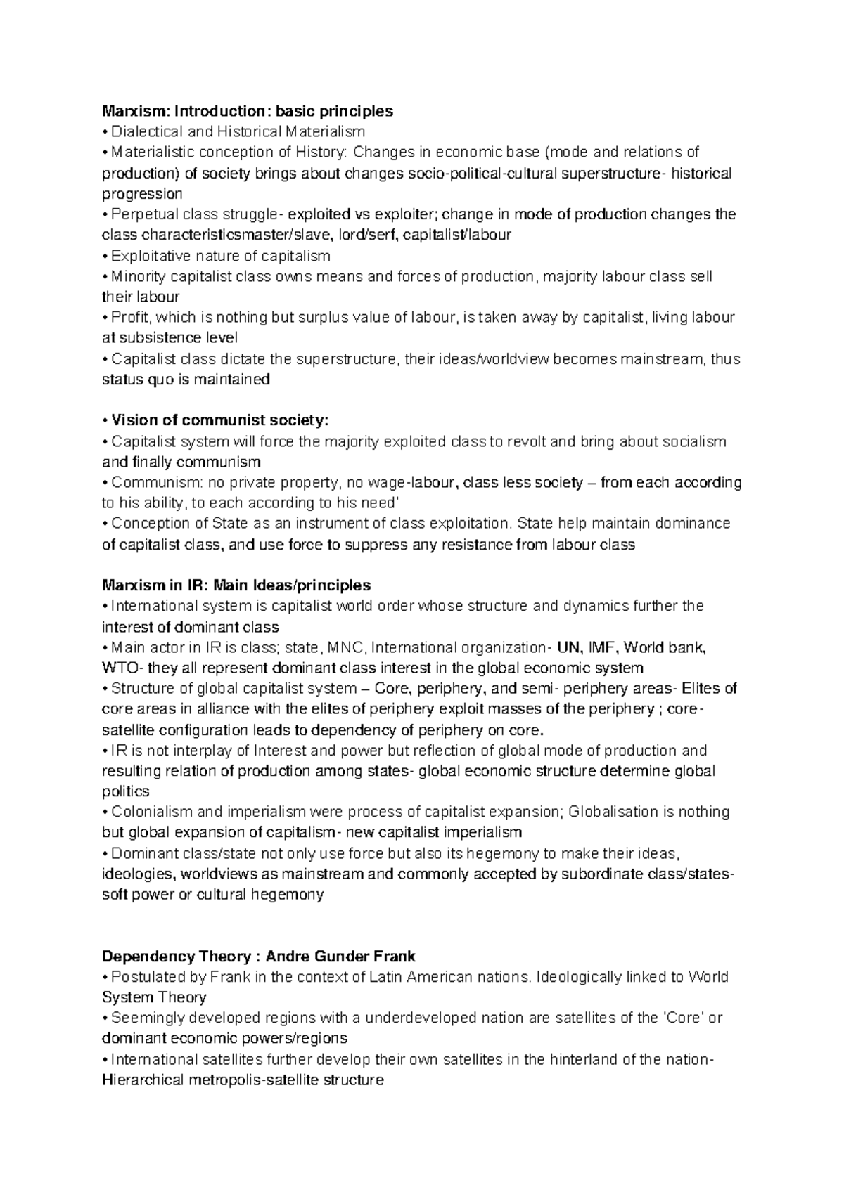 CH.3 Approches to IR - Marxism: Introduction: basic principles ...