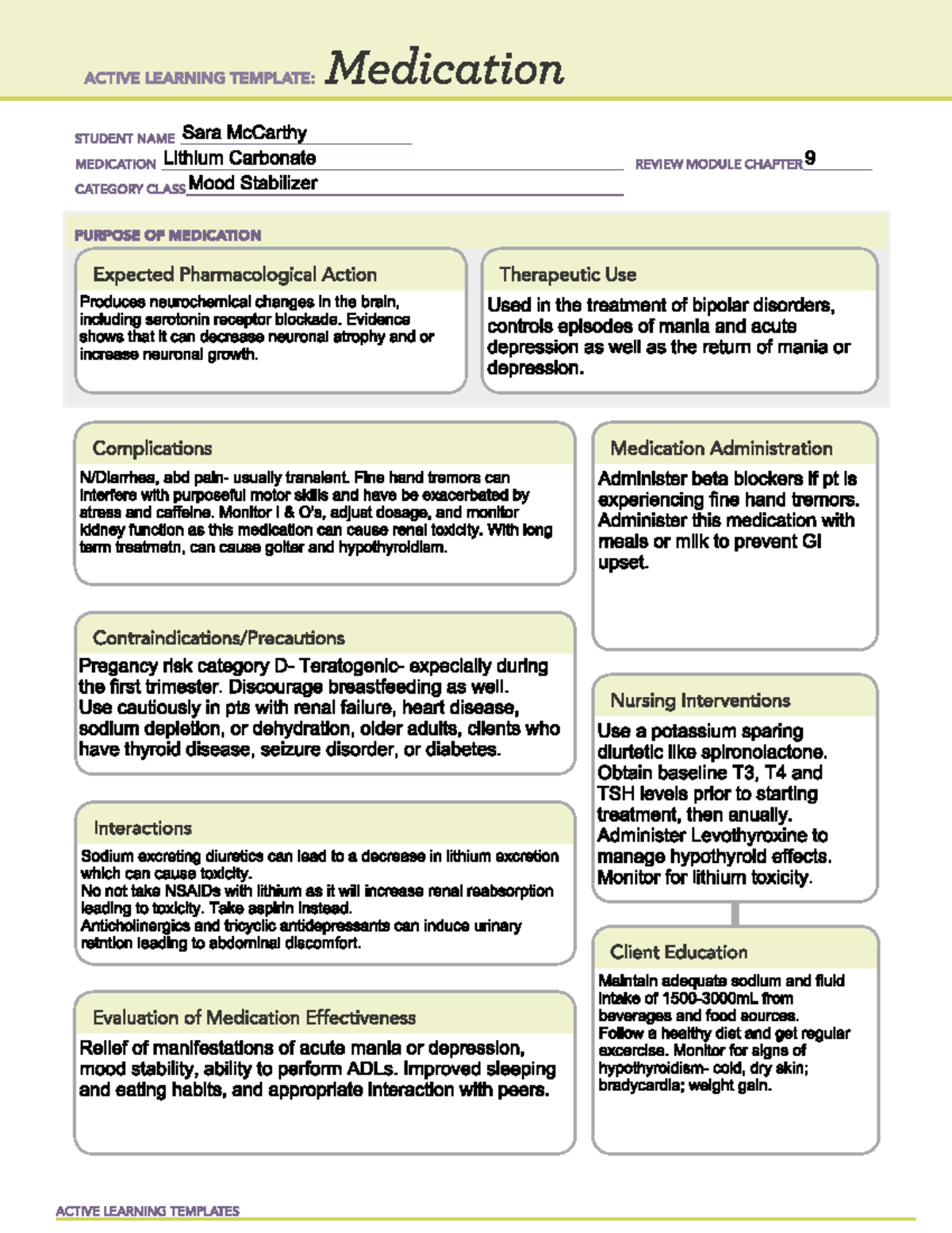 Lithium 9 - ALT for ATI - 111 - Studocu