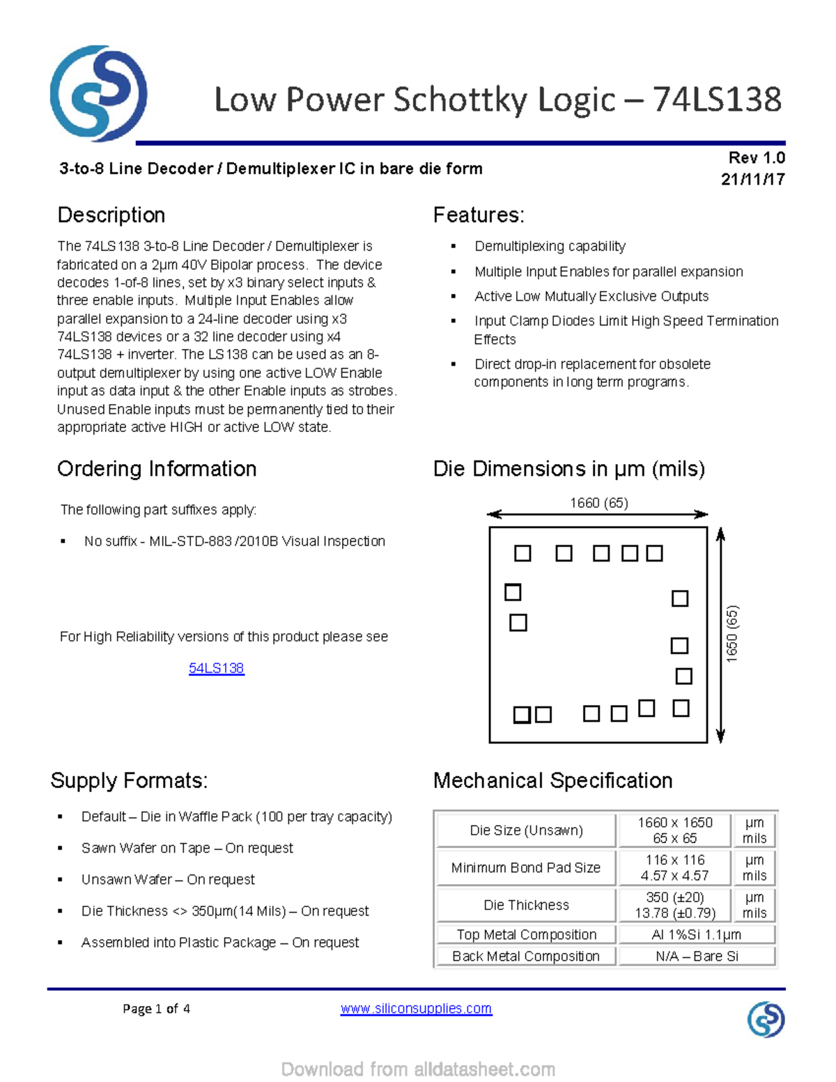 74LS138 - goodluck - Rev 1. 21/11/ 3-to-8 Line Decoder / Demultiplexer ...