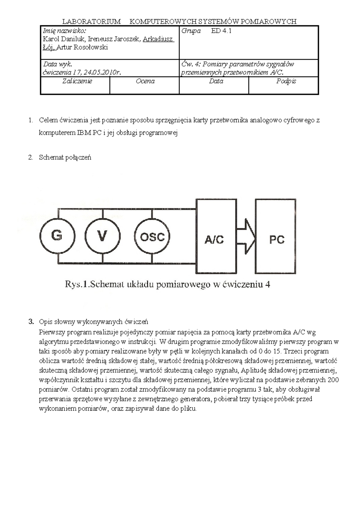Cw4-1 - dobre noratki - LABORATORIUM KOMPUTEROWYCH SYSTEMÓW POMIAROWYCH ...