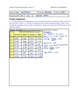 Chem 19b Prelab 19 template - General Chemistry laboratory, Chem 19 PRELAB ASSIGNMENT Name Lab ...