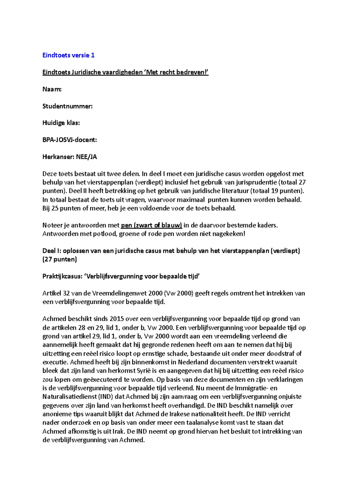 Josvj oefen eindtoets versie 1 2122 - Eindtoets versie 1 Eindtoets ...