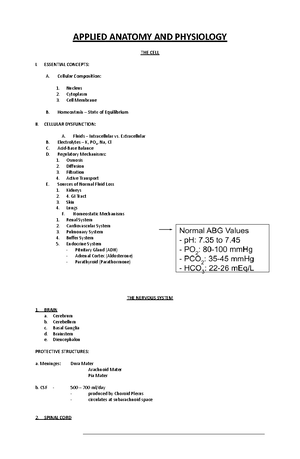 Anatomy and Physiology Lecture 1 Study Guide - BIO 244 - Studocu