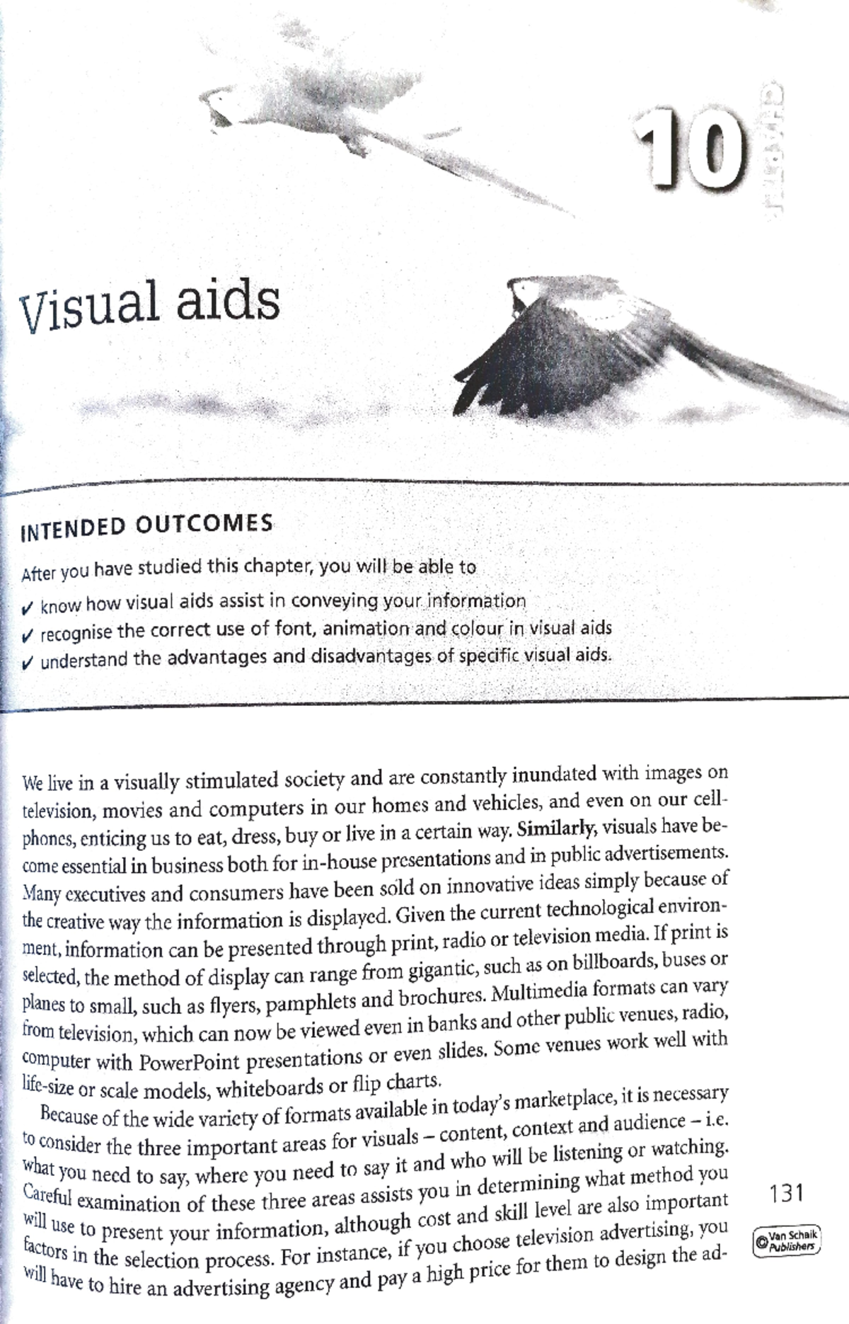 Chapter 10 - Visual Aids - 30 Visual aids INTENDED OUTCOMES After you ...