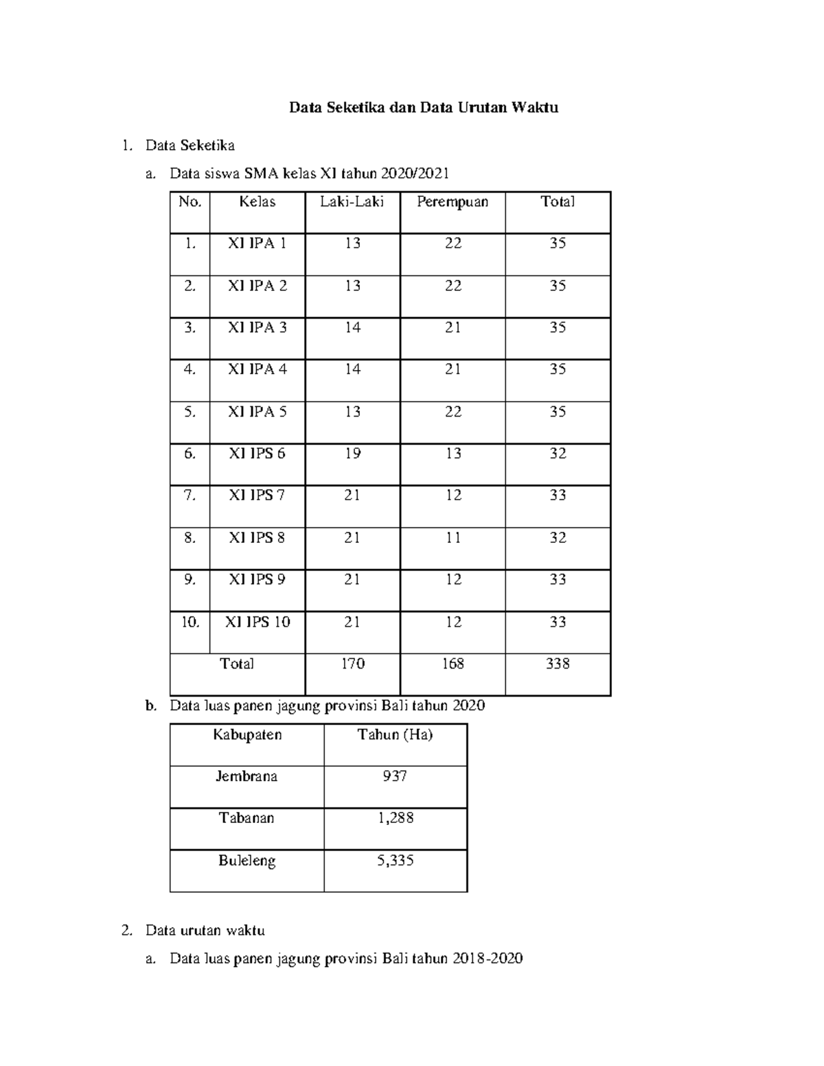 Data Seketika dan Urutan Waktu Statistika - Data Seketika dan Data ...