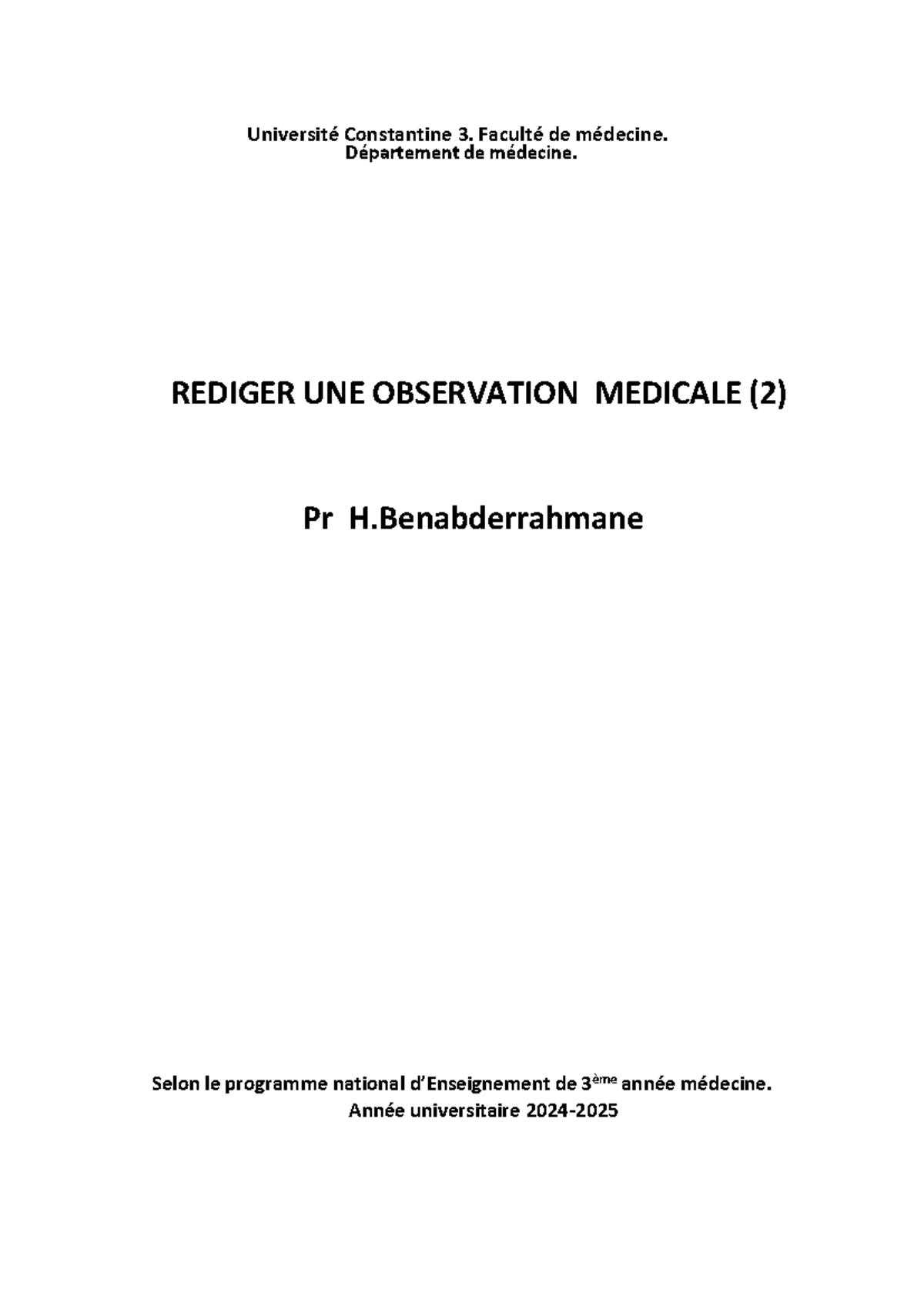 4. Rediger une observation medicale 2.2024-2025 - Université ...