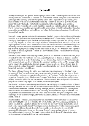 Beowulf Summary part 2 - As the warriors sleep in the mead-hall ...