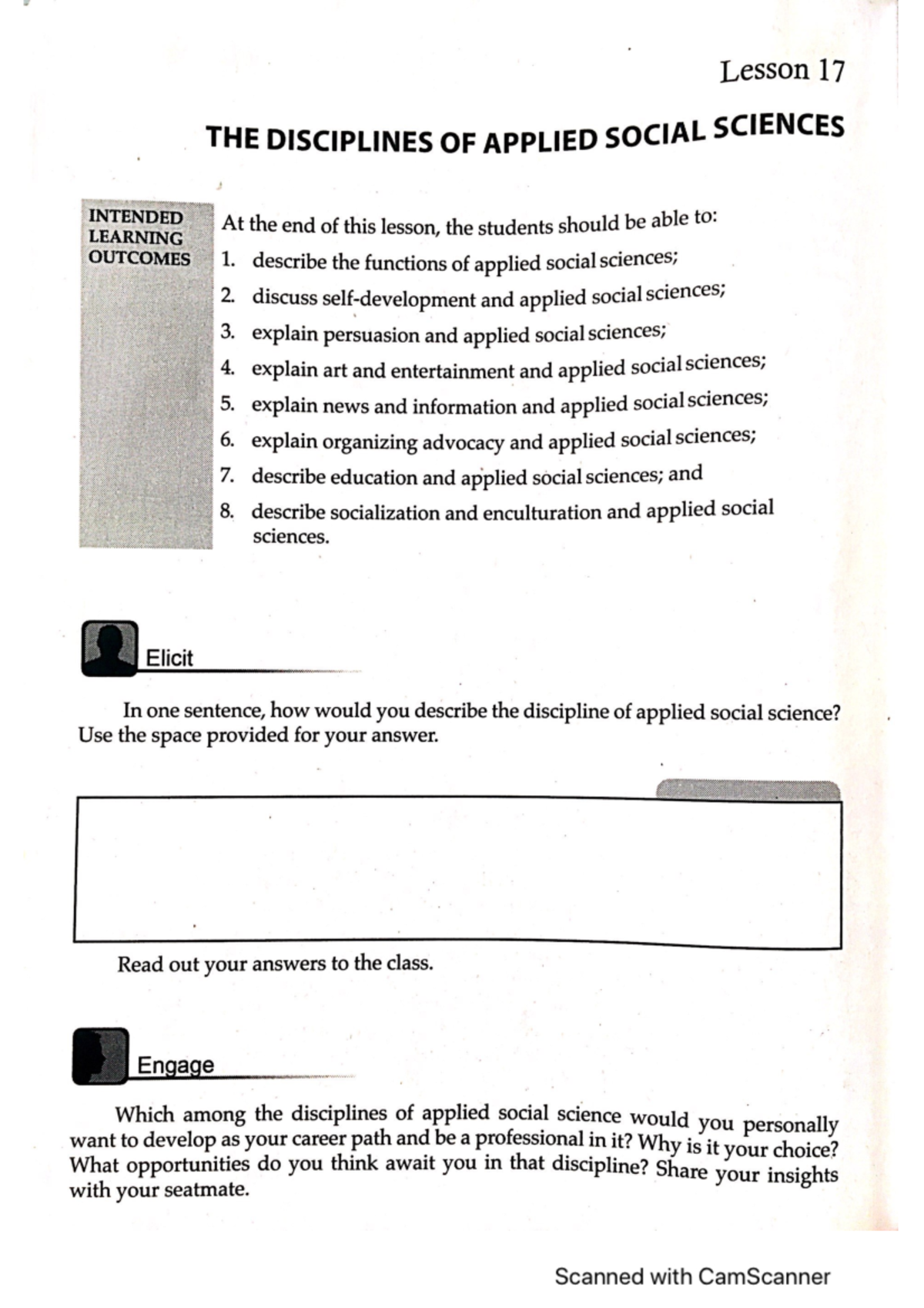 Functions and Effects of Applied Social Sciences - Lesson 17 THE ...