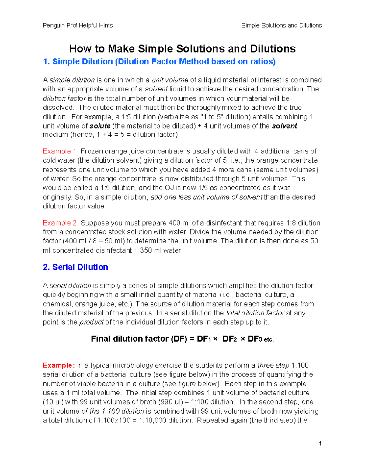 261 labs making solutions and dilutions - How to Make Simple Solutions ...