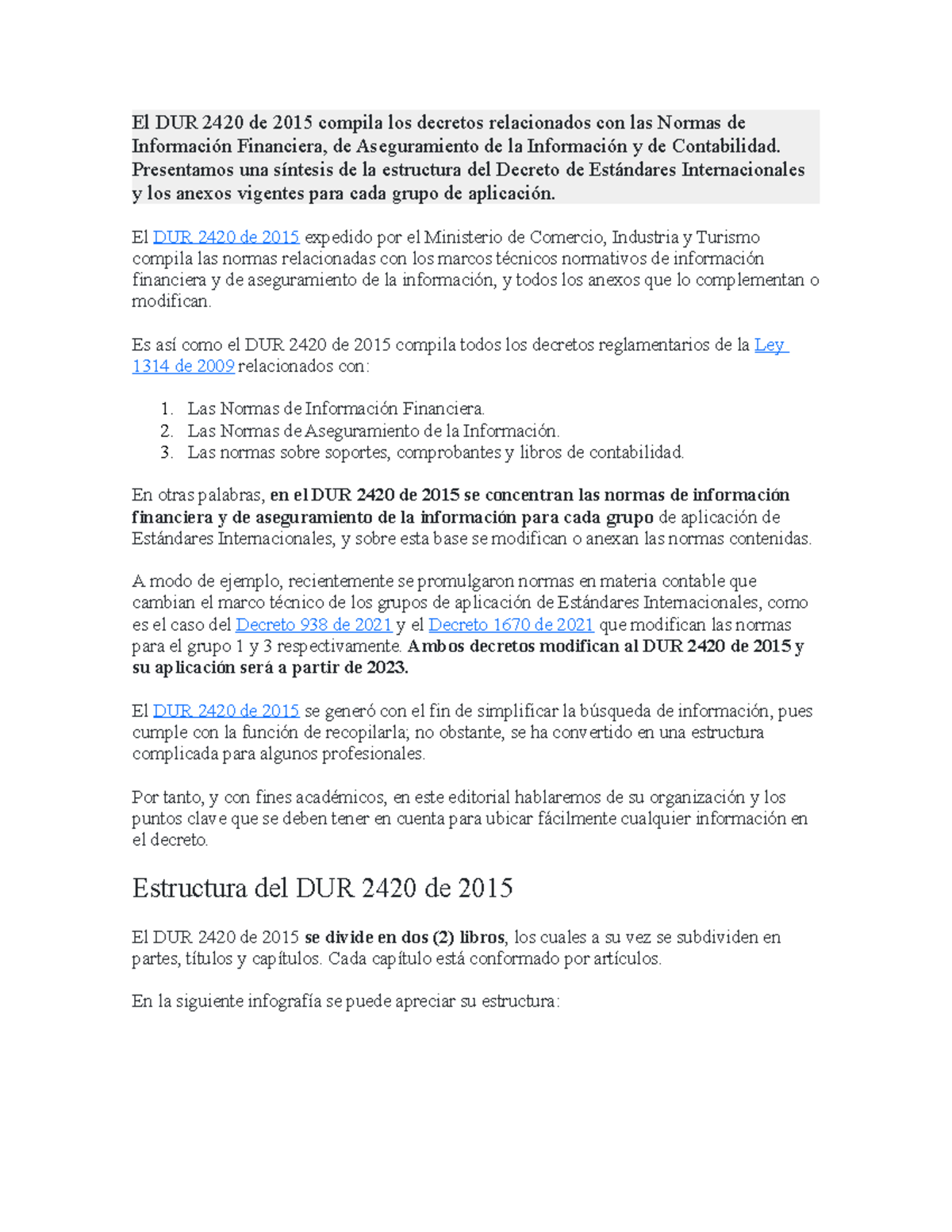 El DUR 2420 de 2015 mapa conceptual - El DUR 2420 de 2015 compila los ...