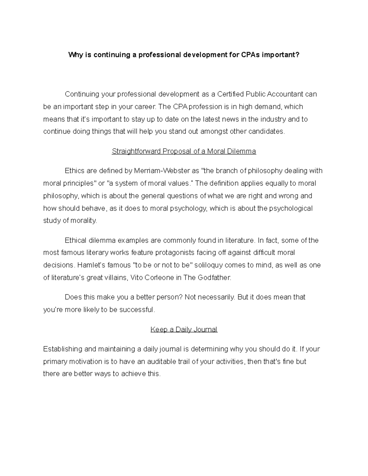 Why is continuing a professional development for CPAs important - The ...