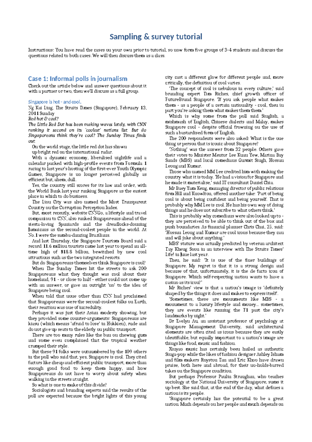 W6a Sampling tutorial - Sampling & survey tutorial Instructions: You ...