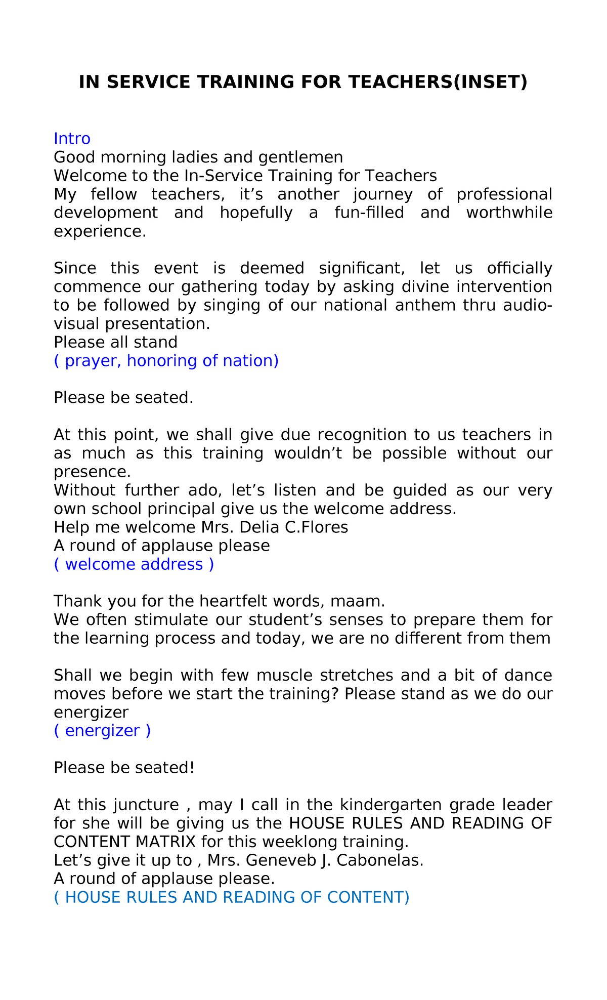 Inset speil - IN SERVICE TRAINING FOR TEACHERS(INSET) Intro Good ...