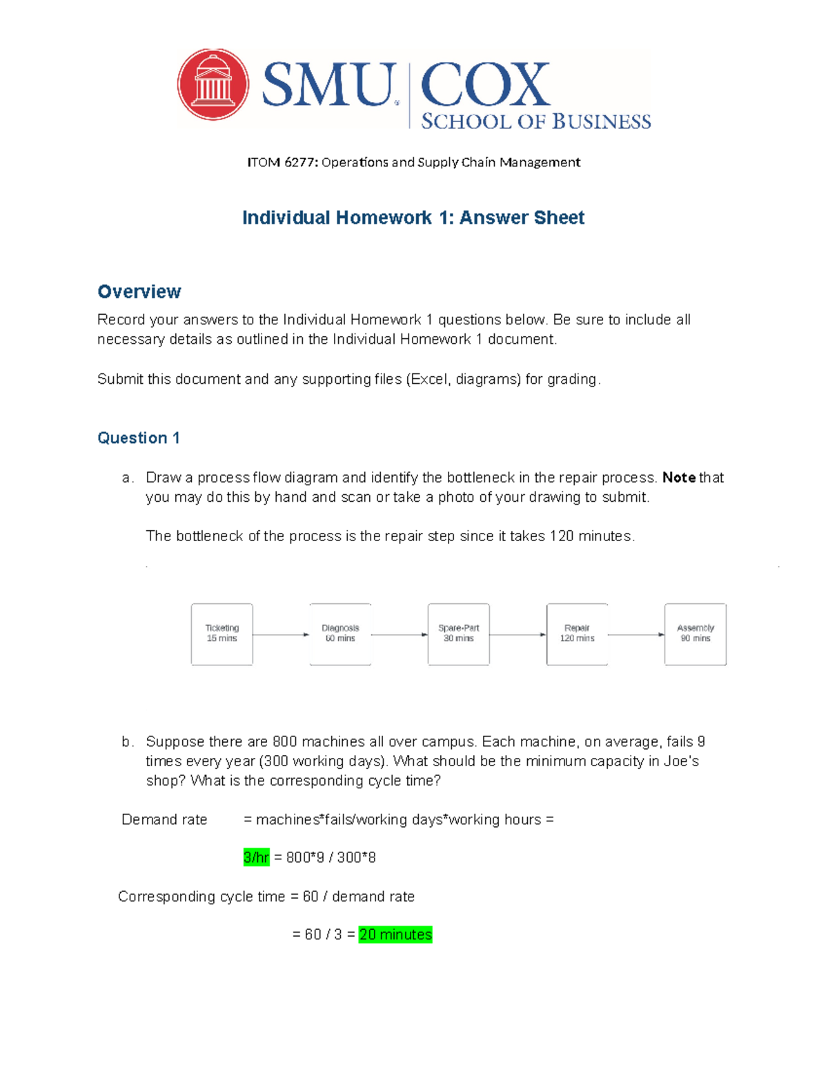 4 individual 1 homework answer sheet - Individual Homework 1: Answer ...