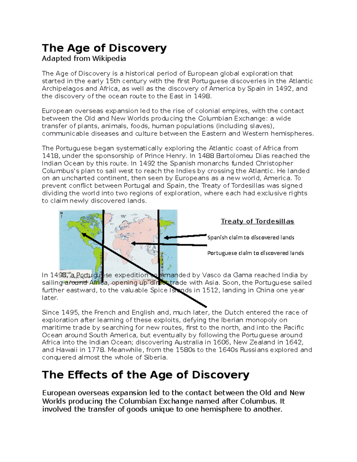 Age of Discovery Maps and Notes - The Age of Discovery Adapted from ...
