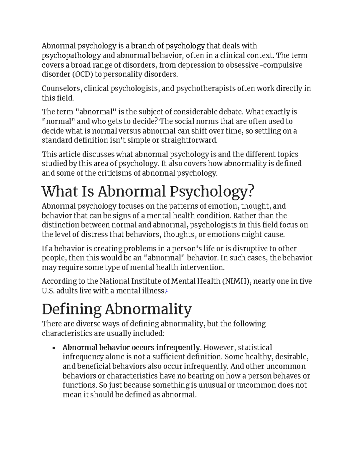 Abnormal Psychology Notes - Abnormal psychology is a branch of ...