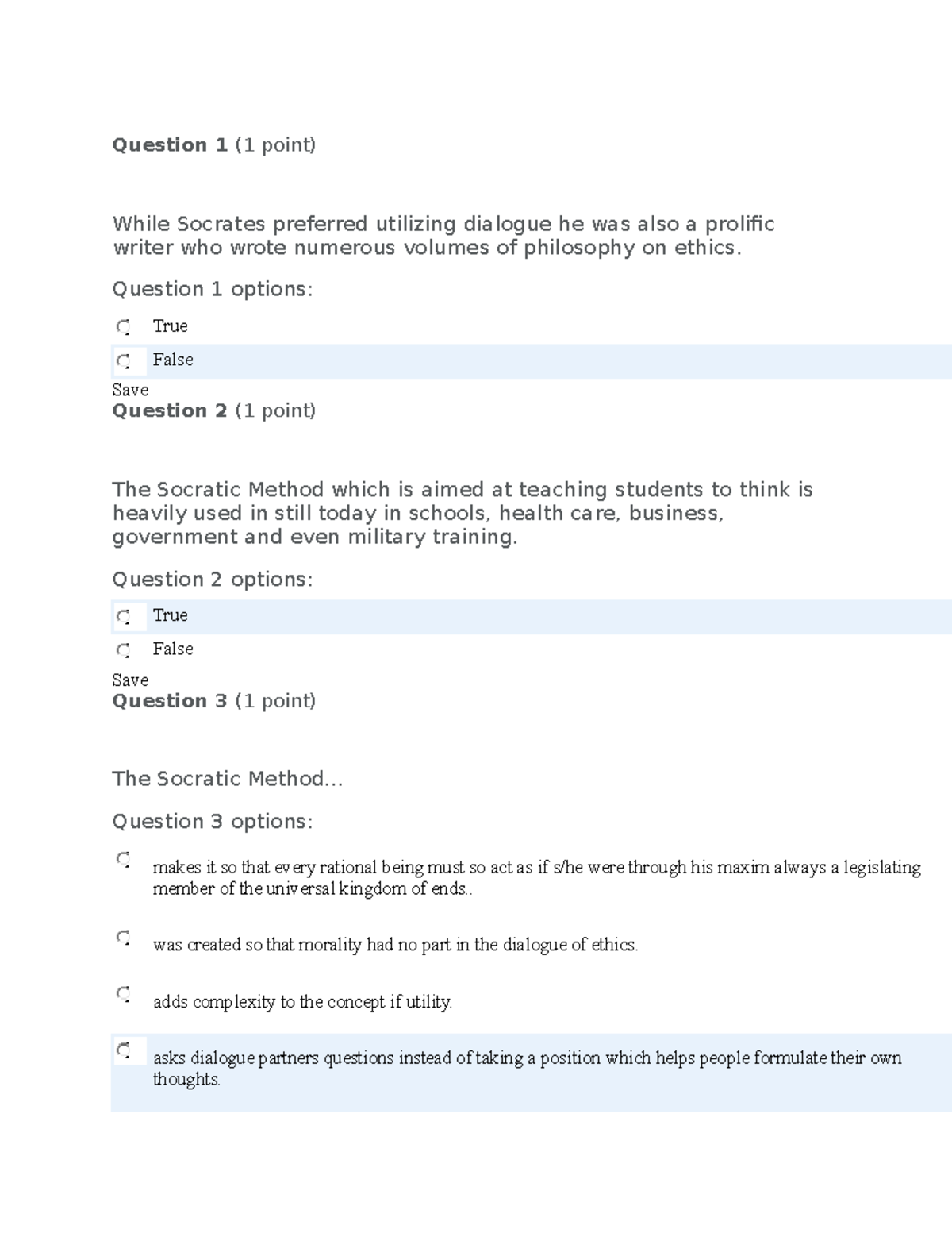 Test 3 12 January 2017, questions and answers - Question 1 (1 point ...
