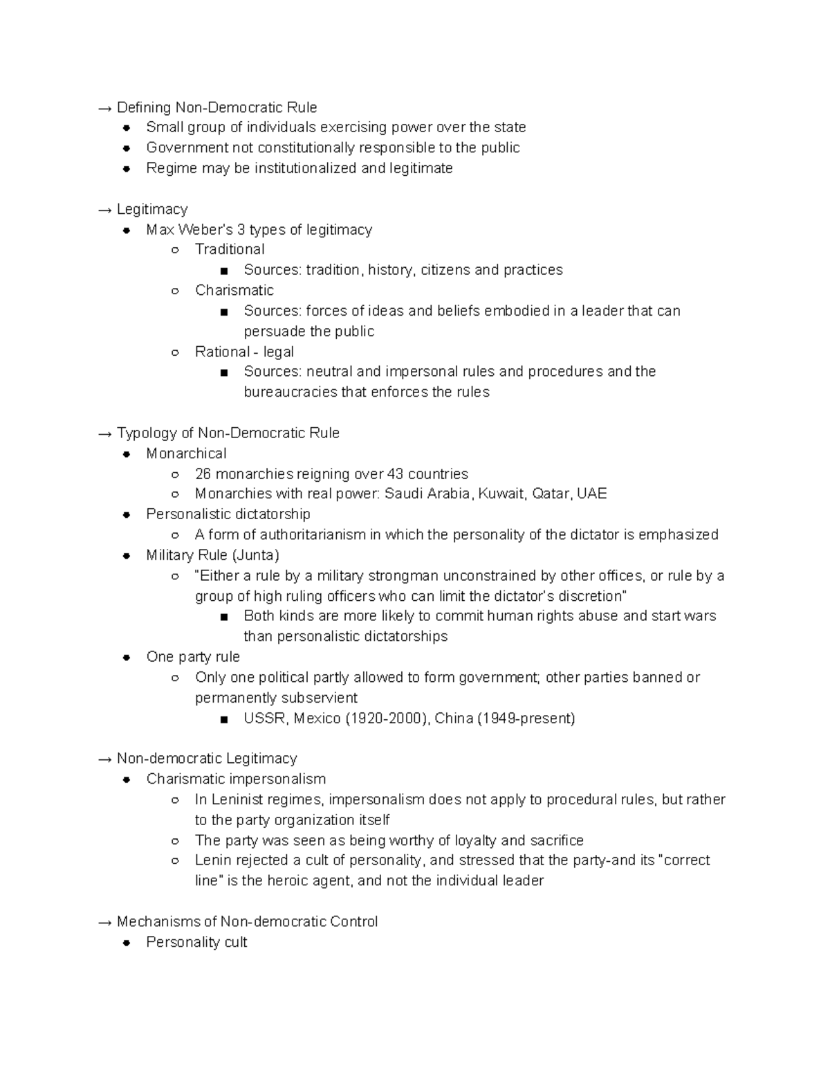 L6 Nondemocratic Regimes - 01 22 2019 - → Defining Non-Democratic Rule ...