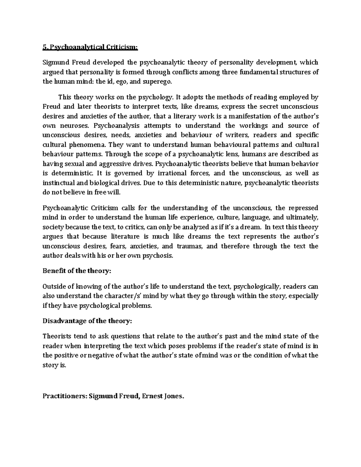 PSYCHOANALYTICAL CRITICISM - 5. Psychoanalytical Criticism: Sigmund ...