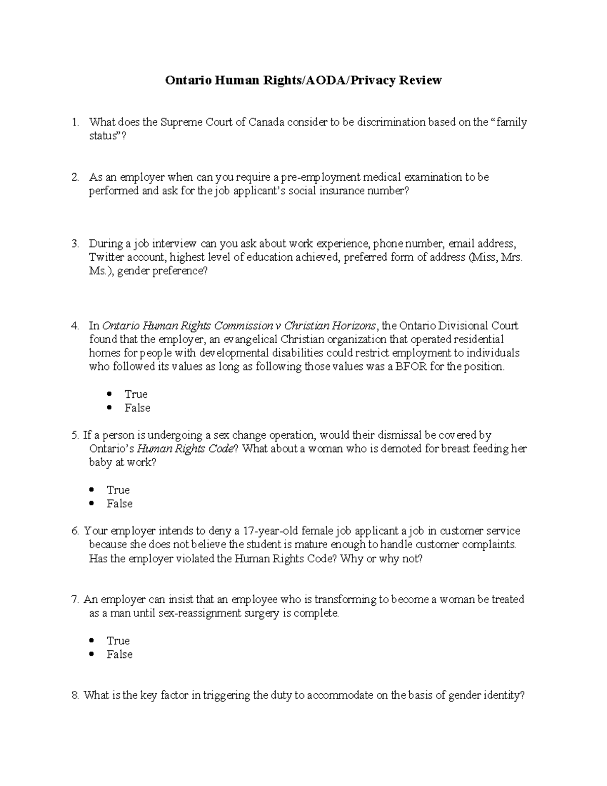 6. Review for AODA and OHRights Quiz Student copy - Ontario Human ...