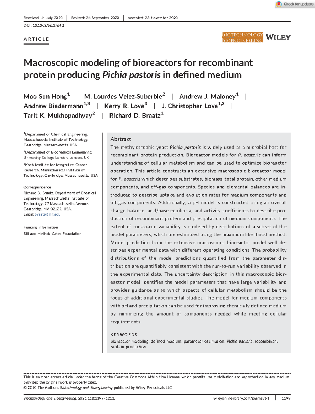 Biotech Bioengineering - 2020 - Hong - Macroscopic modeling of ...