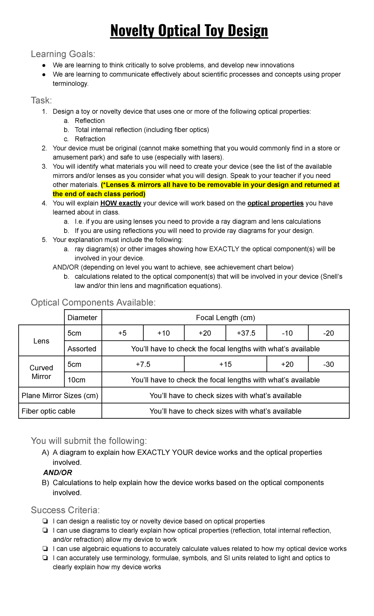 24-25 Novelty Optical Toy Design Project - Novelty Optical Toy Design ...