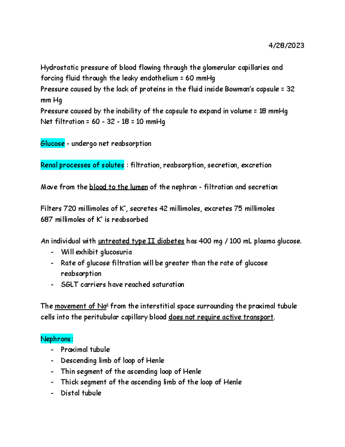 Module 10 - Review - 4/28/ Hydrostatic pressure of blood flowing ...
