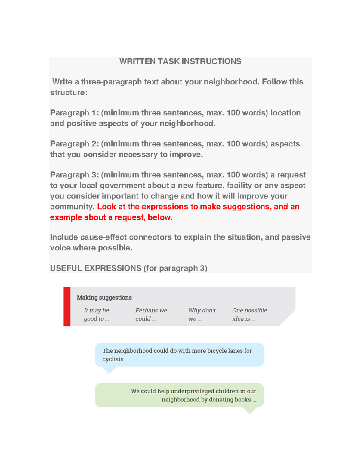 Written TASK Instructions - WRITTEN TASK INSTRUCTIONS Write a three ...