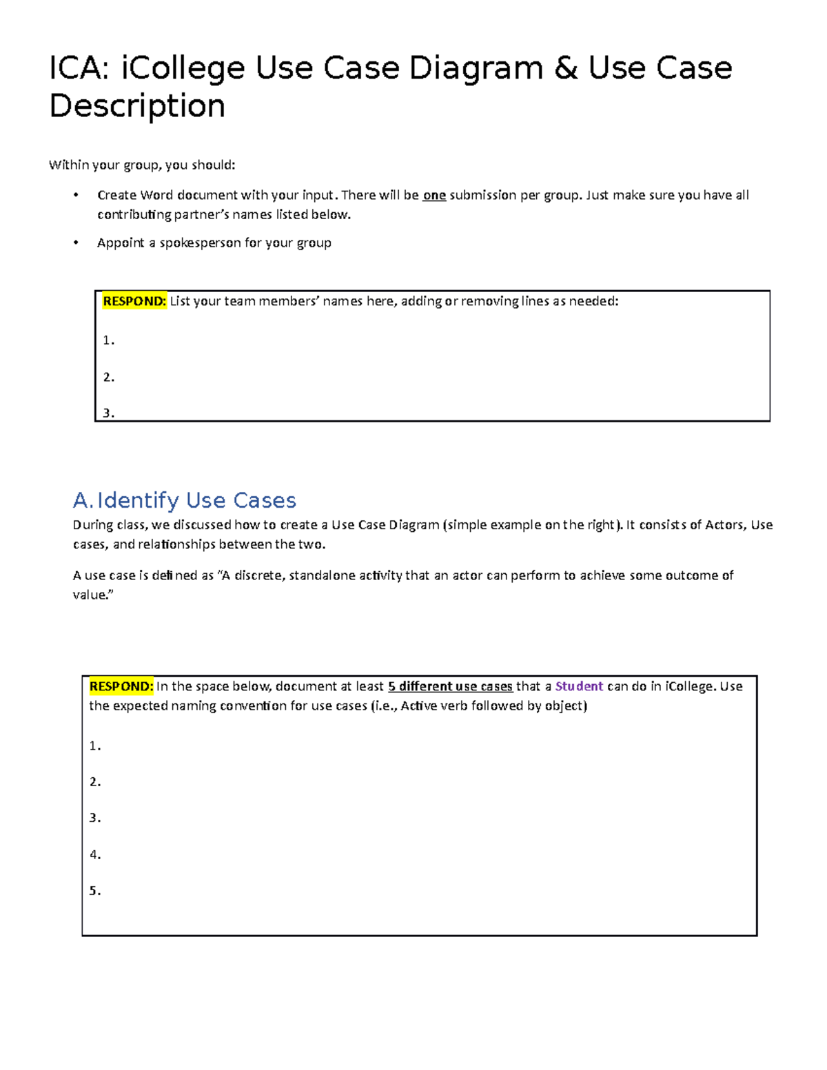 FA22-Week4-ICA-Use Cases - ICA: iCollege Use Case Diagram & Use Case ...