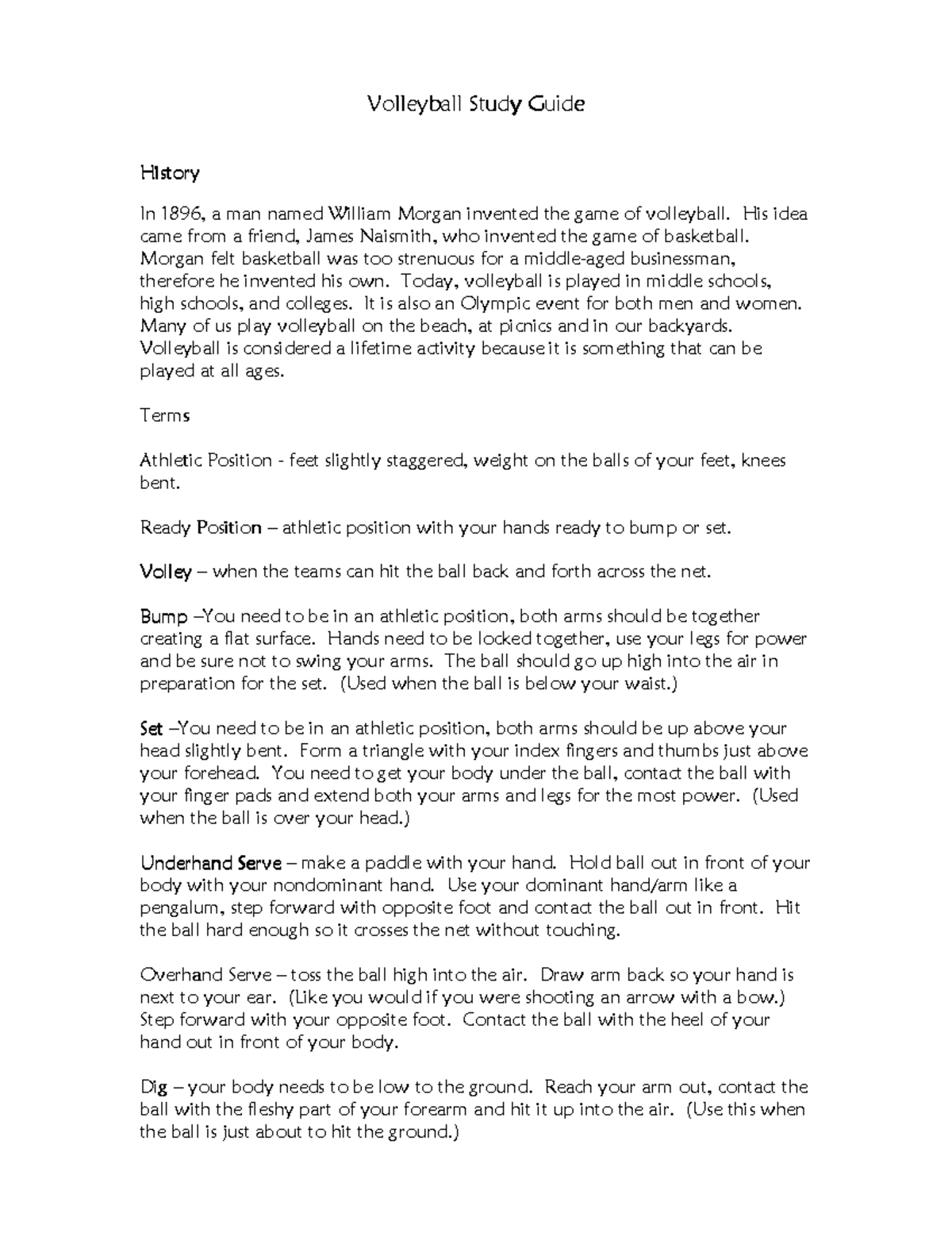 Volleyball Study Guide - Volleyball Study GuideVolleyball Study GuideVolleyball Study - Studocu