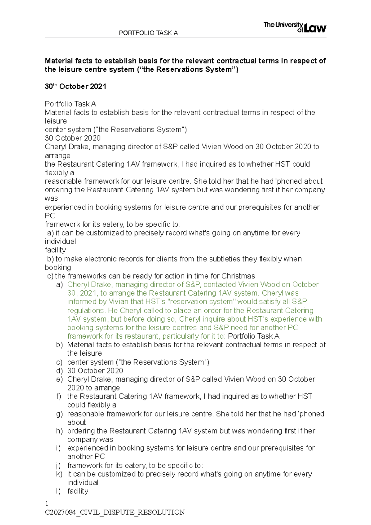 2223 civ u01 ce01 portfolio task a - Material facts to establish basis ...