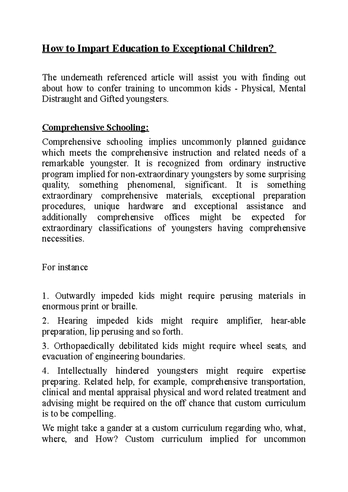 How to Impart Education to Exceptional Children - Comprehensive ...