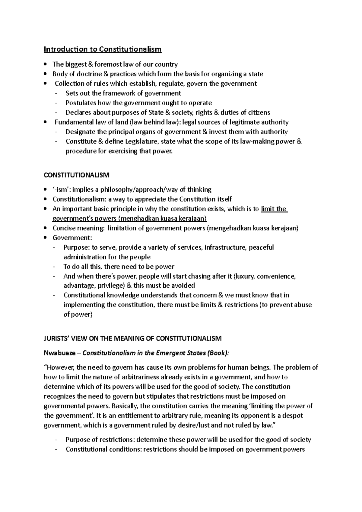 0.2 Introduction of Constitutionalism & De Smith Constitutionalism ...