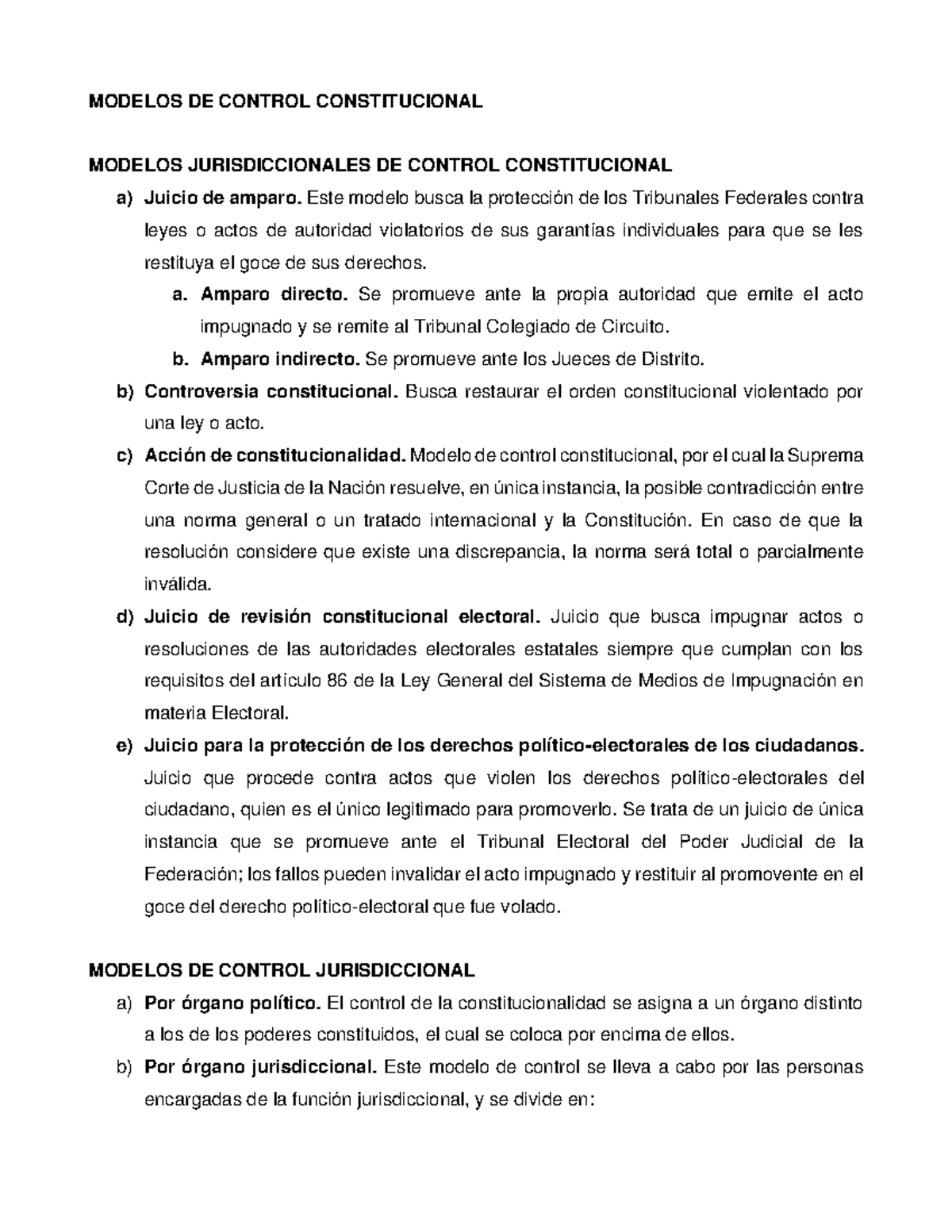 Modelos de Control Constitucional - MODELOS DE CONTROL CONSTITUCIONAL ...