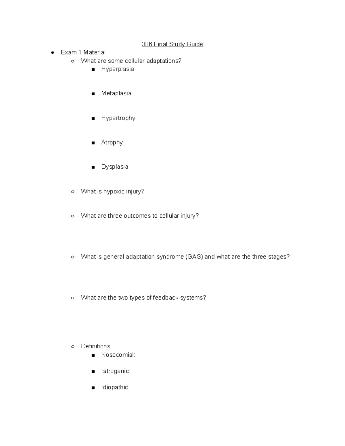 306 final study guide - Exam 1 Material 306 Final Study Guide What are ...