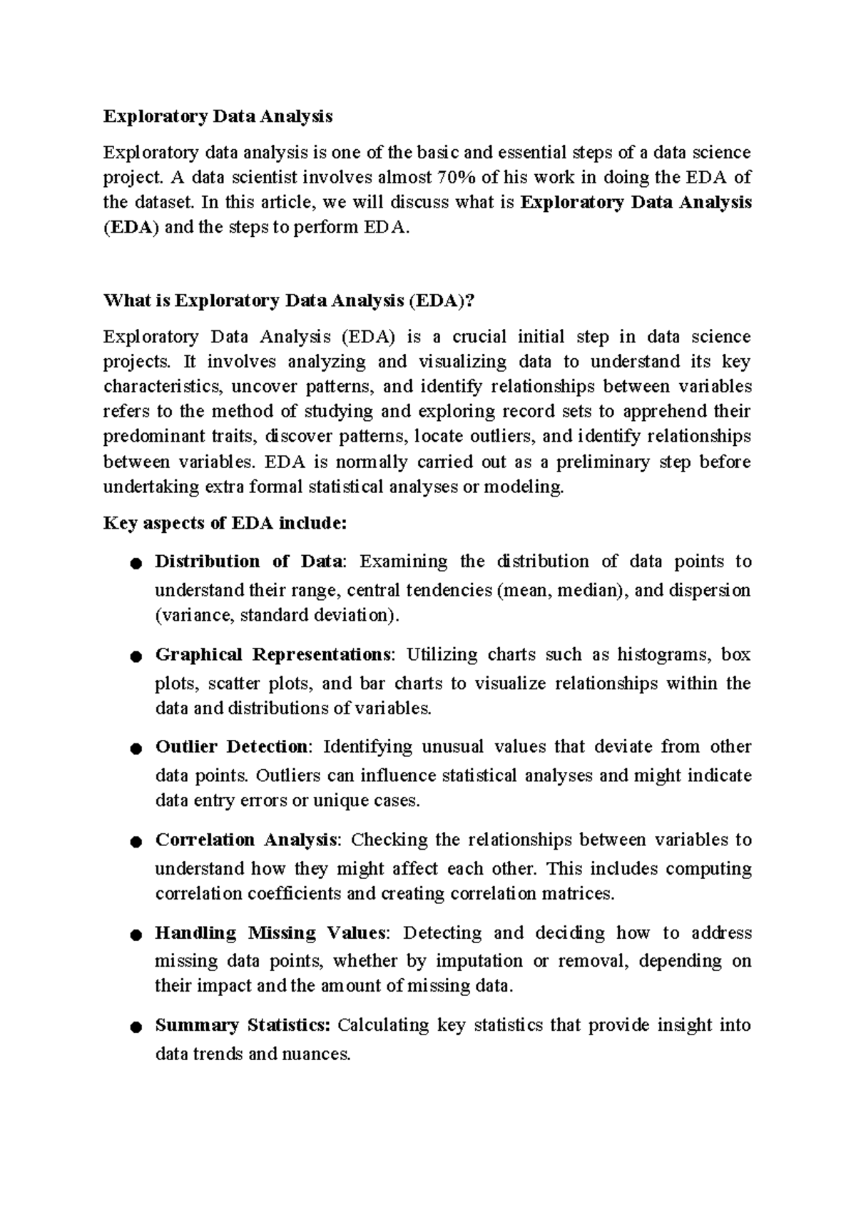 EDA - EDA - Exploratory Data Analysis Exploratory data analysis is one ...