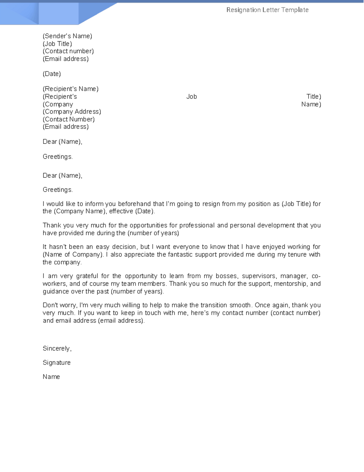 Business-templates resignation-letters generic resignation-letter ...