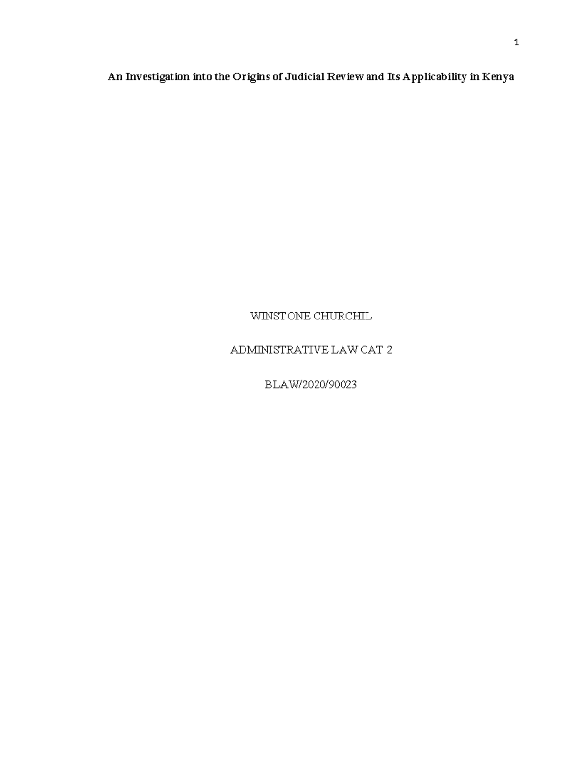 Final CATC 2 Admini - An Investigation into the Origins of Judicial Review and Its Applicability ...