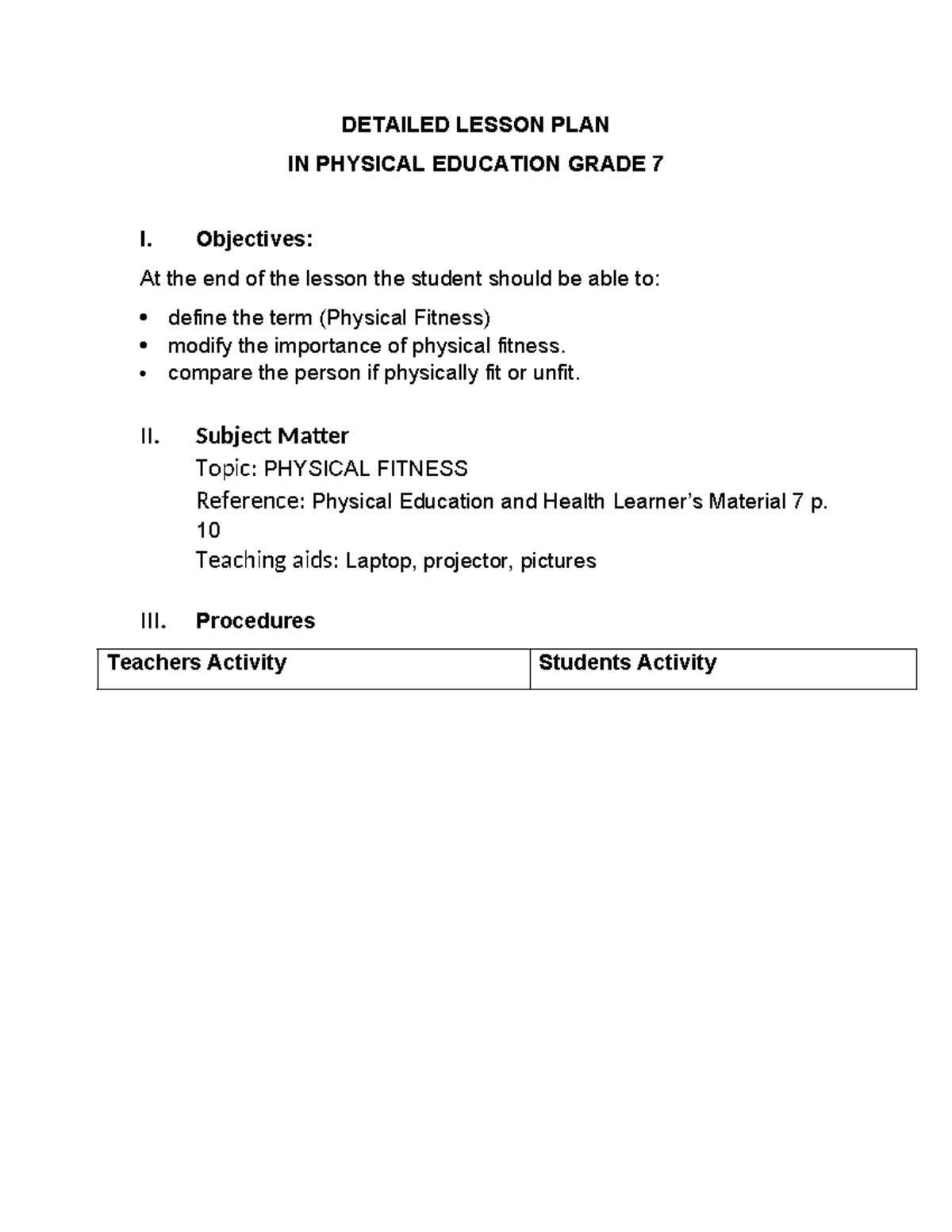 542989076 lesson plan garde 7 - DETAILED LESSON PLAN IN PHYSICAL ...