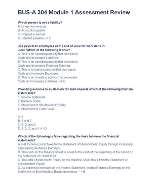 A304 Exam 1 Review - Learning objectives with answers from modules 1, 2 ...