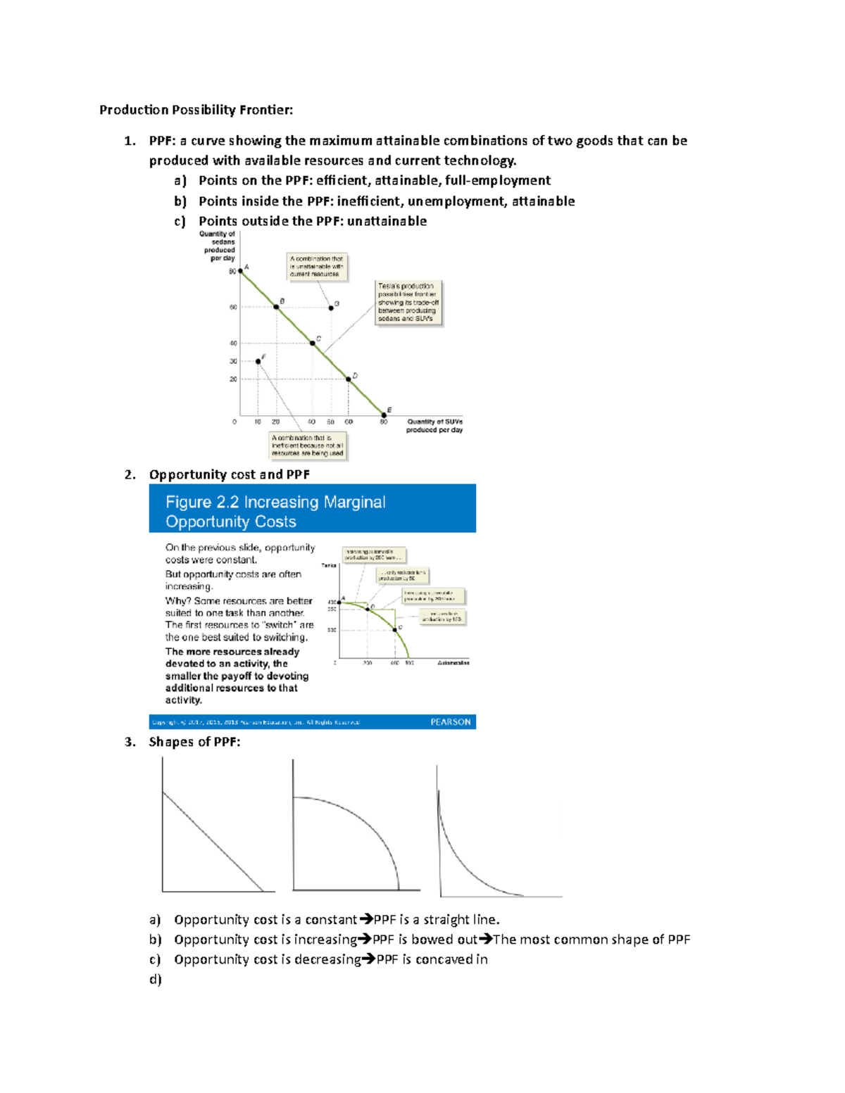 Class notes Production Possiblity Frontier - Production Possibility ...