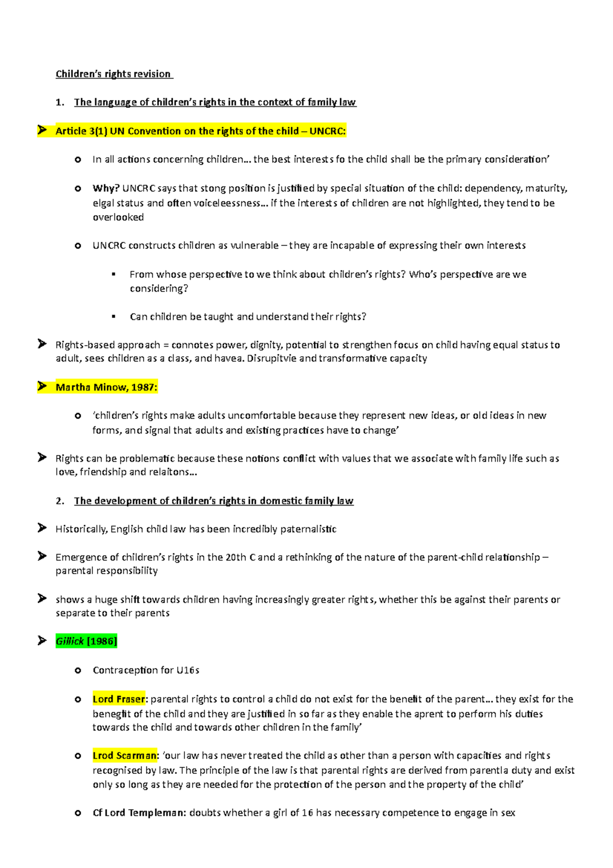 11. Children's Rights revision - Children’s rights revision 1. The ...