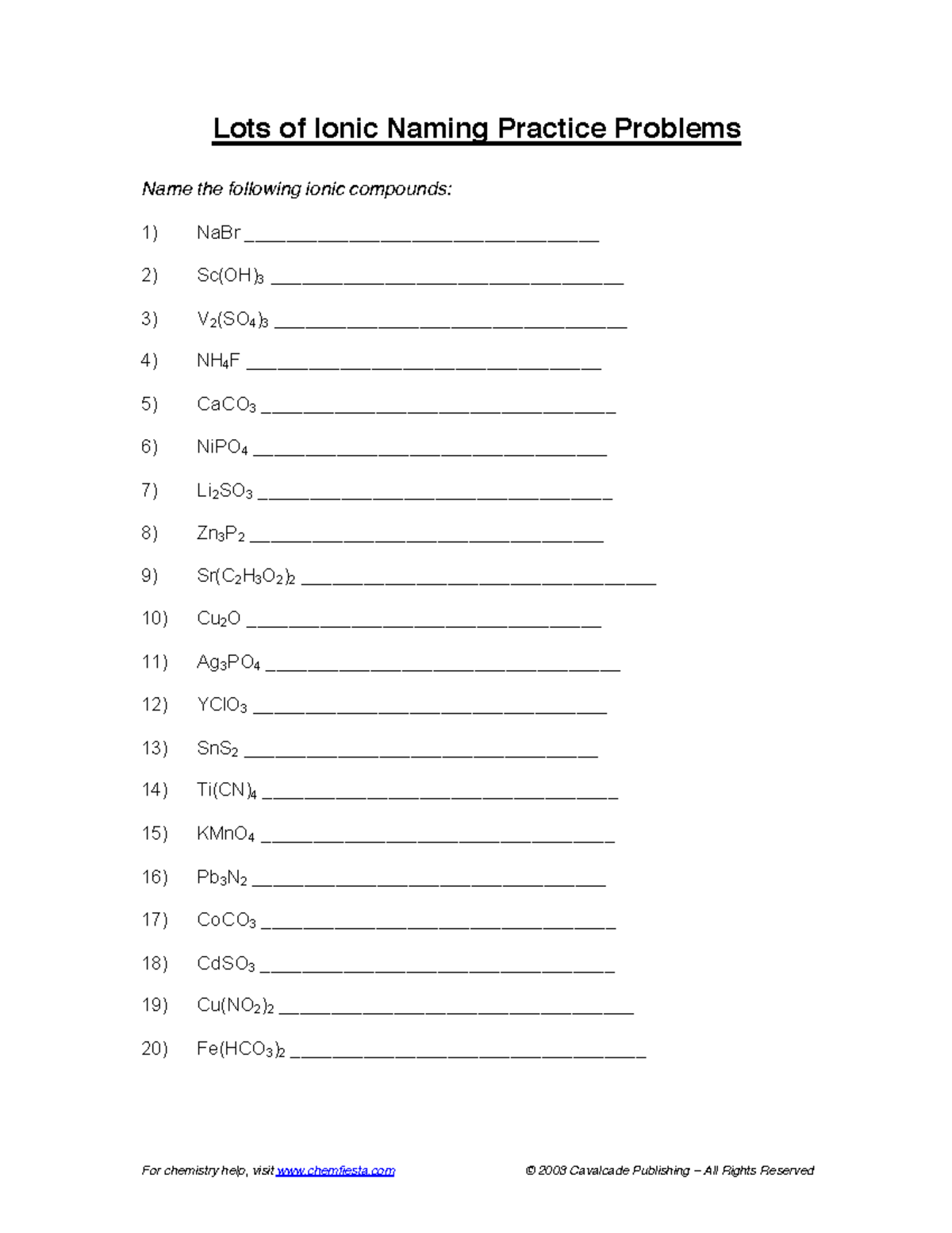 Ionic Bonding Nomenclature - For chemistry help, visit chemfiesta ...