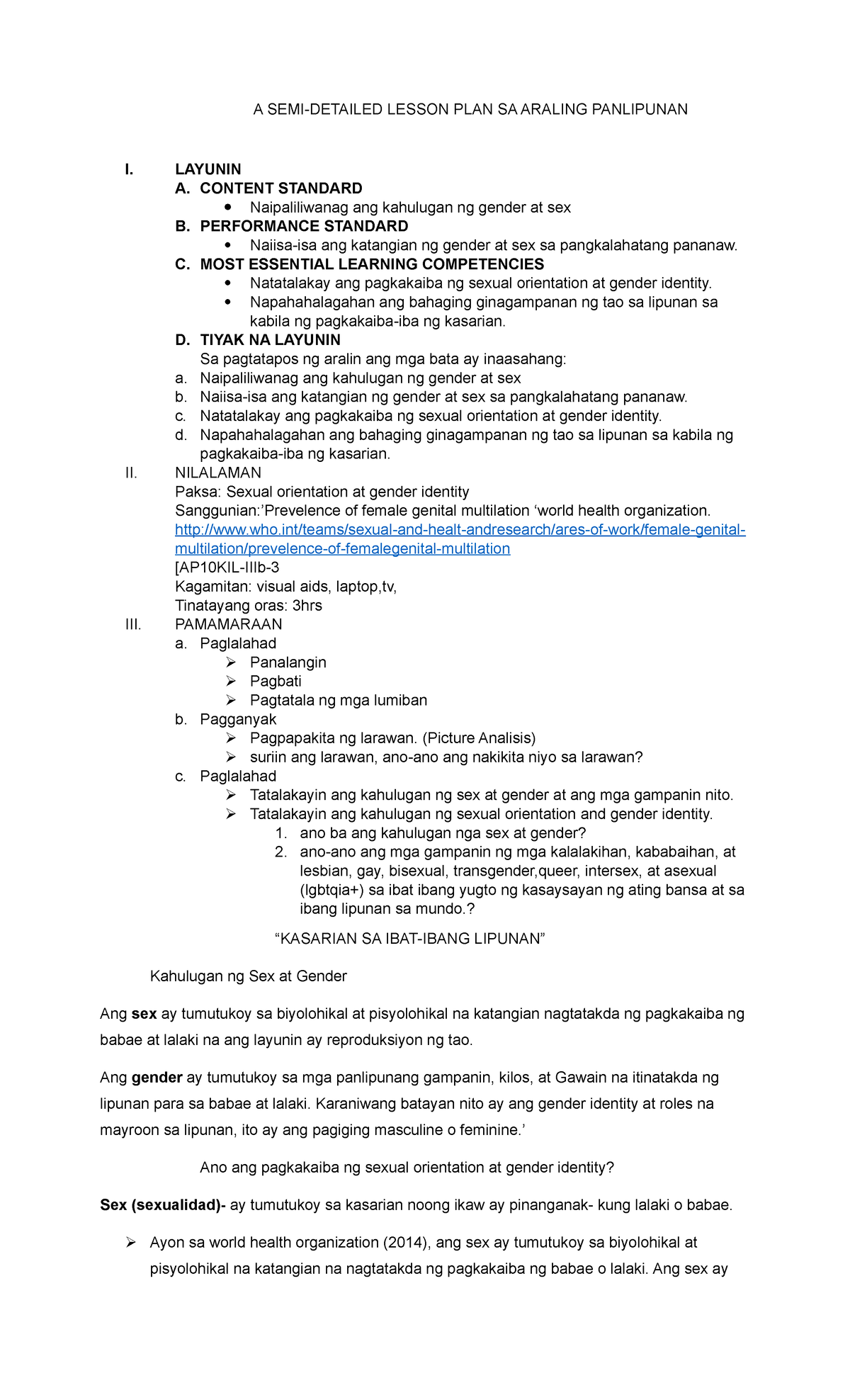 Ana-rose-lesson-plan - A SEMI-DETAILED LESSON PLAN SA ARALING ...