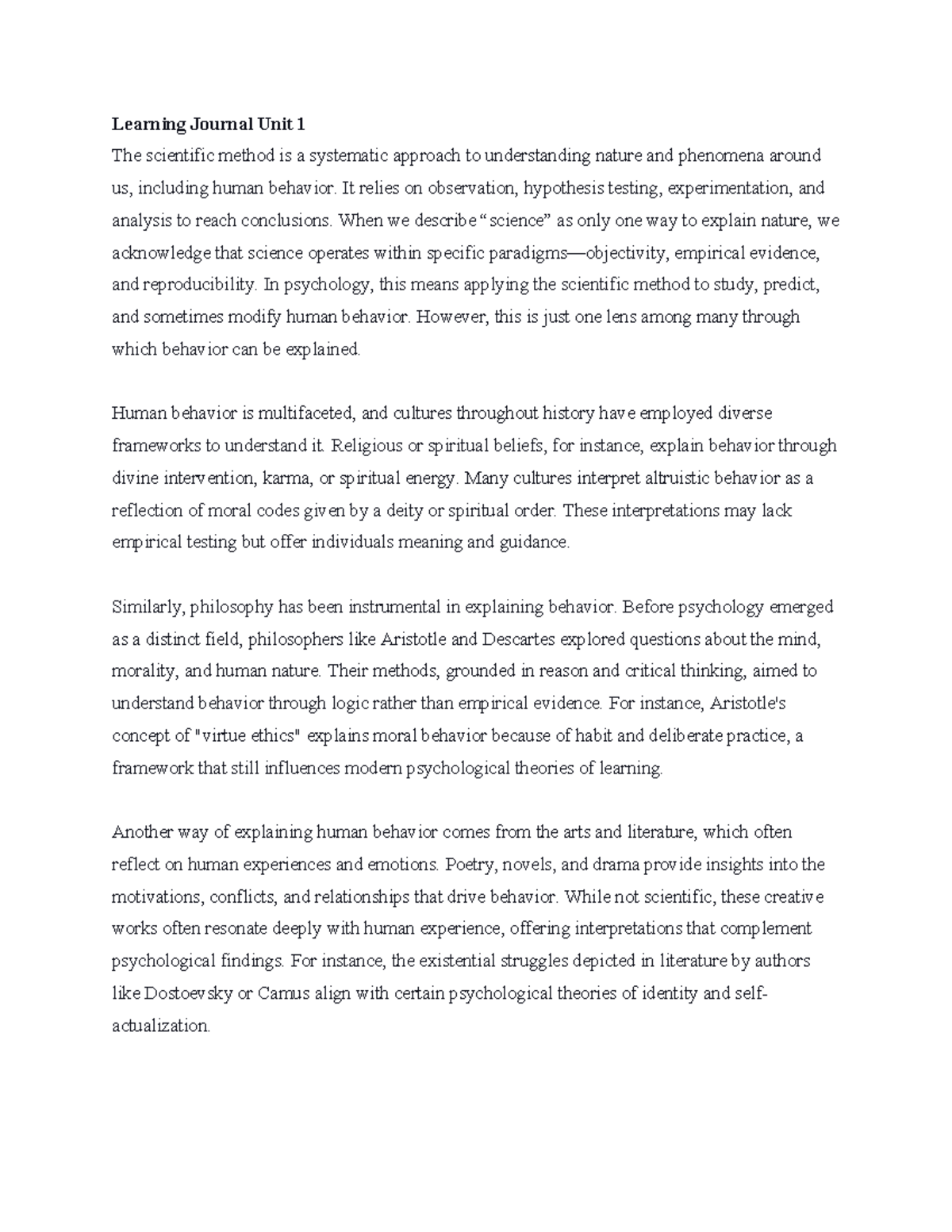 Learning Journal Unit 1 Assignment - Learning Journal Unit 1 The ...