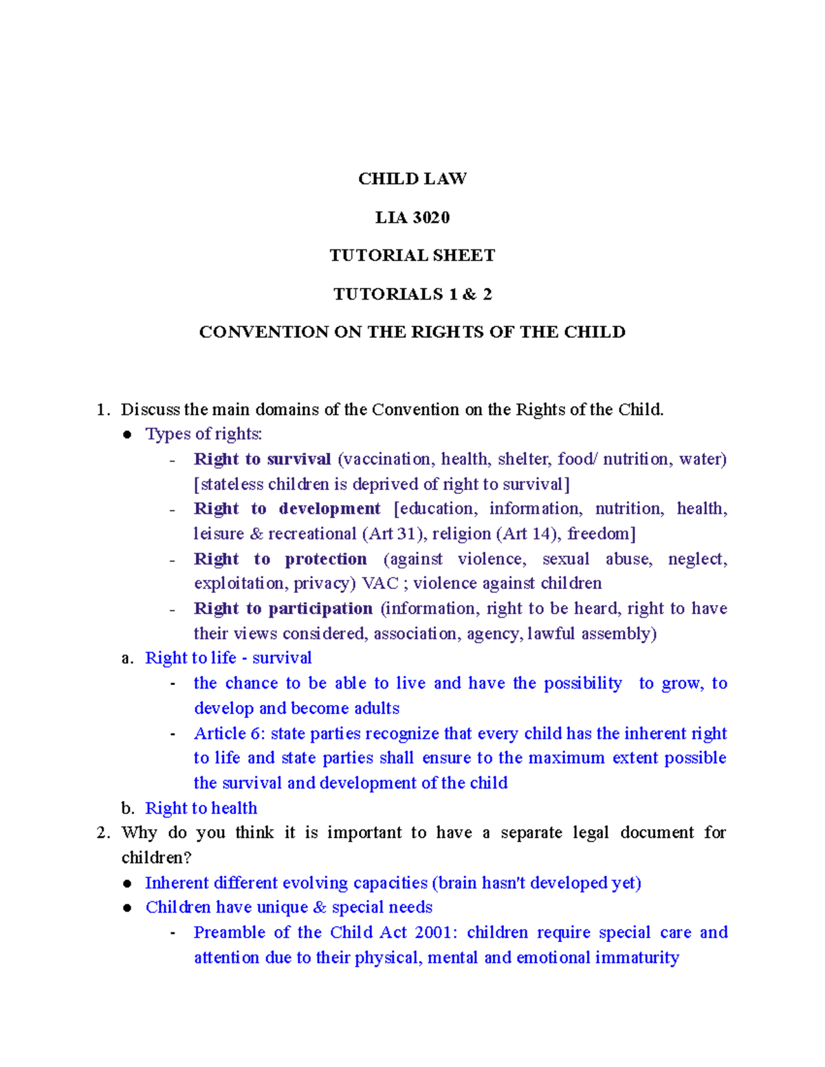 1 2 CRC - tutorial on crc - CHILD LAW LIA 3020 TUTORIAL SHEET TUTORIALS ...