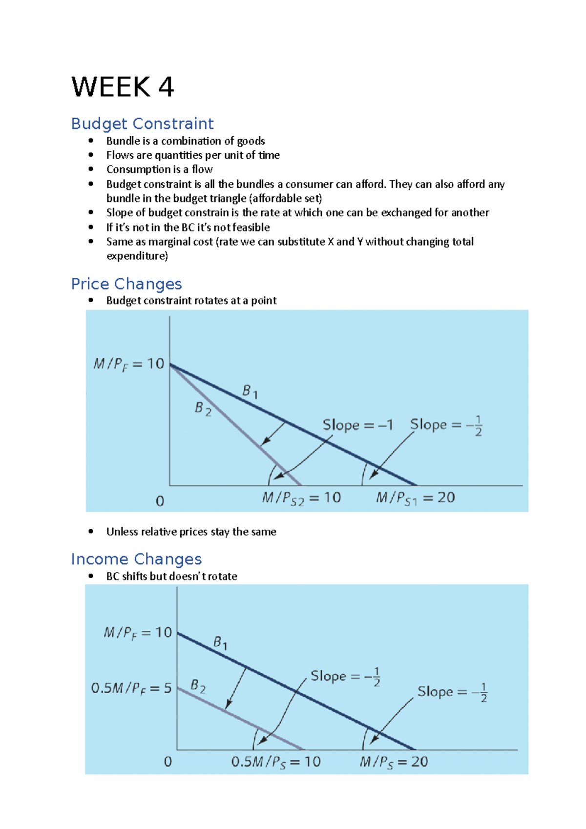 4 - WEEK 4 NOTES - WEEK 4 Budget Constraint Bundle is a combination of ...