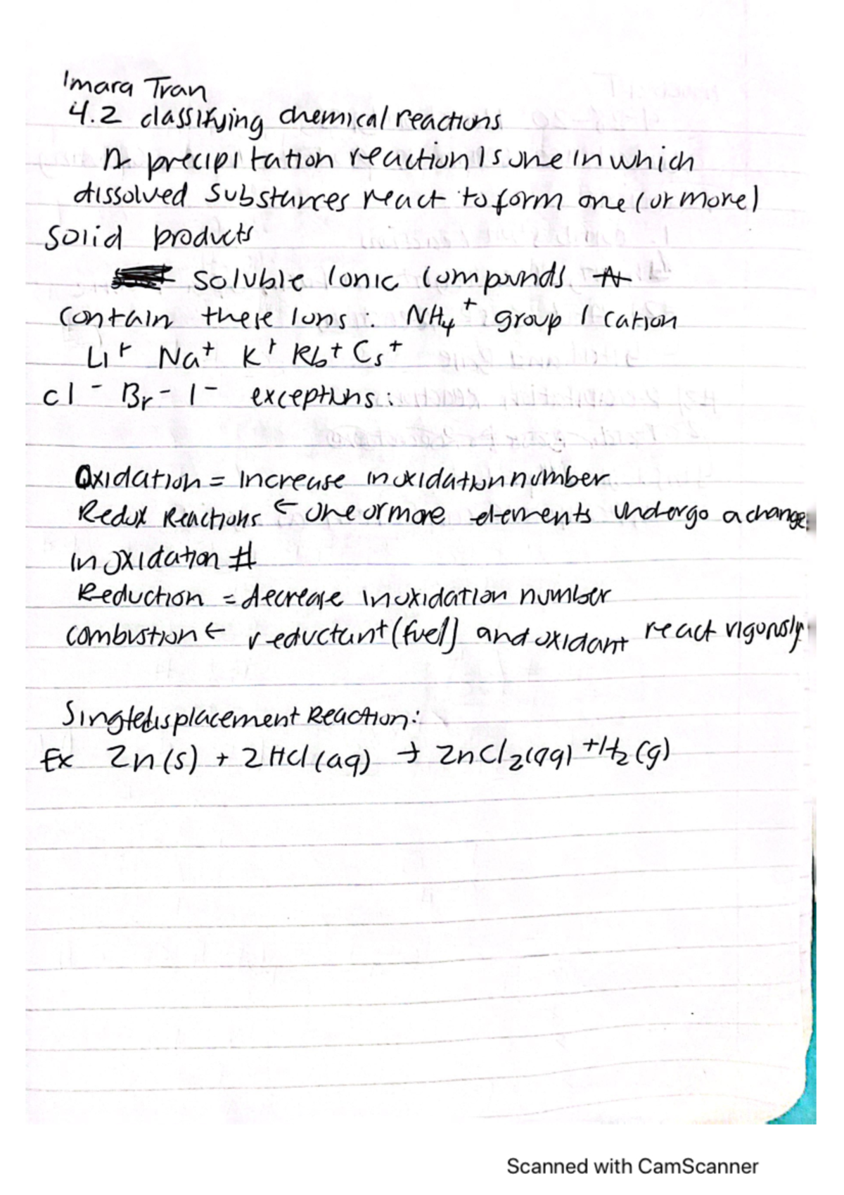 Classifying chemical equations - Studocu
