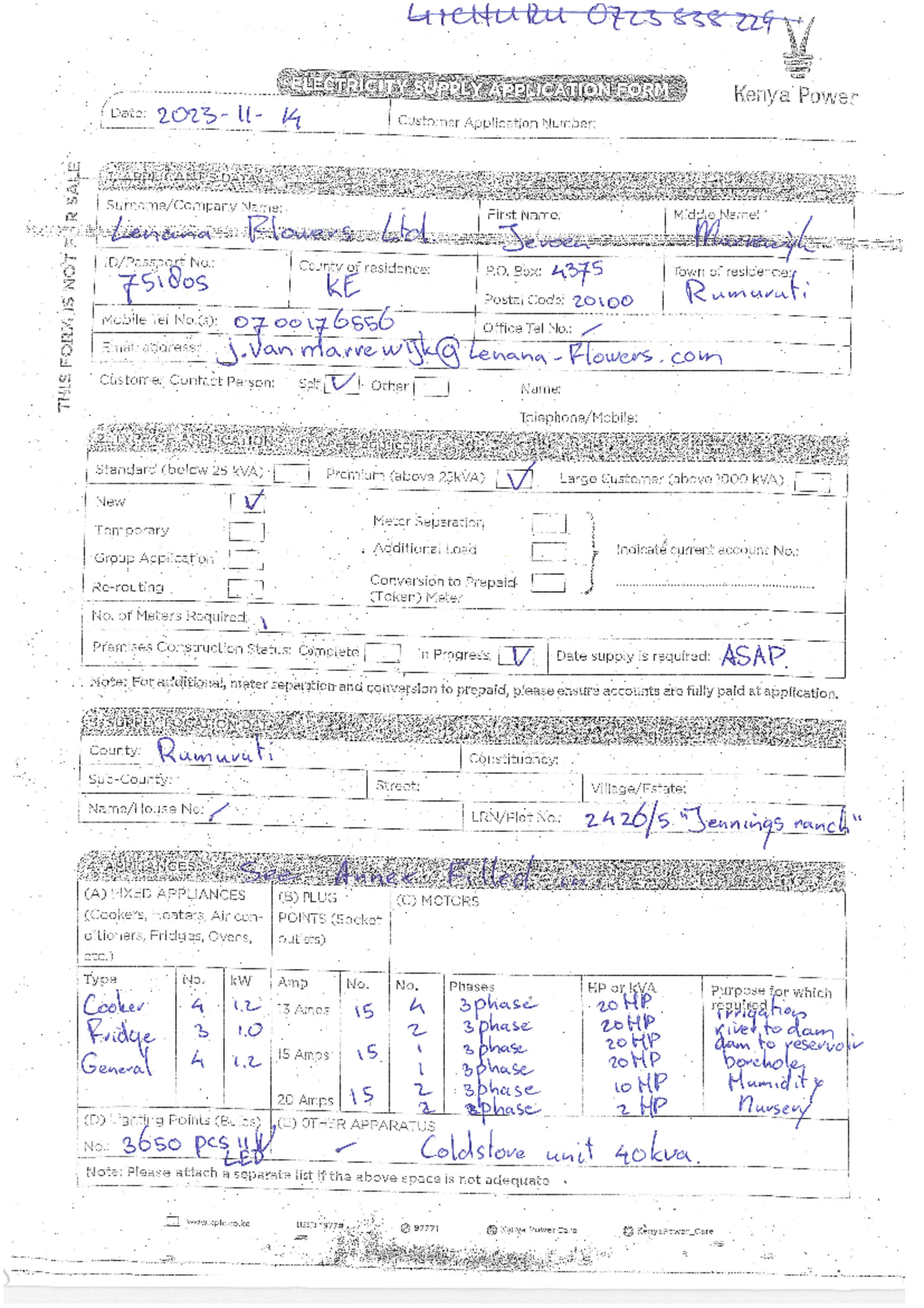 Lenana Flowers Documents - LICHURU 0723 838 229 GES ELECTRICITY SUPPLY ...